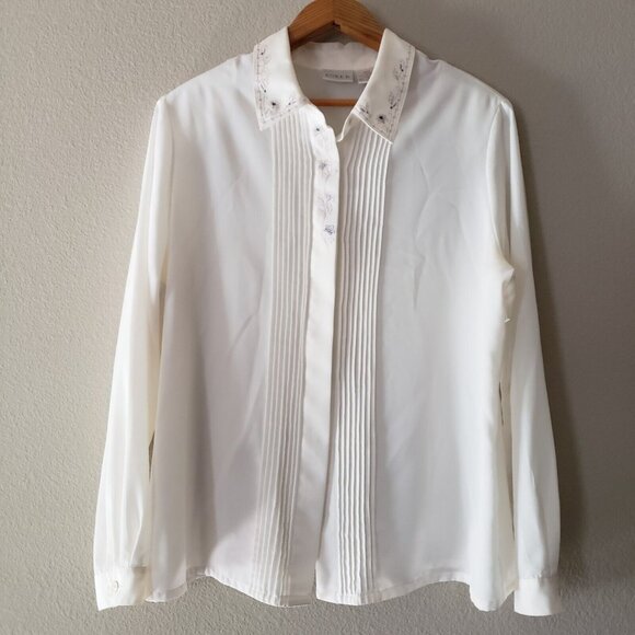 Koret | Tops | Koret Blouse Womens Sz 6 Pleated Floral Embroidered ...